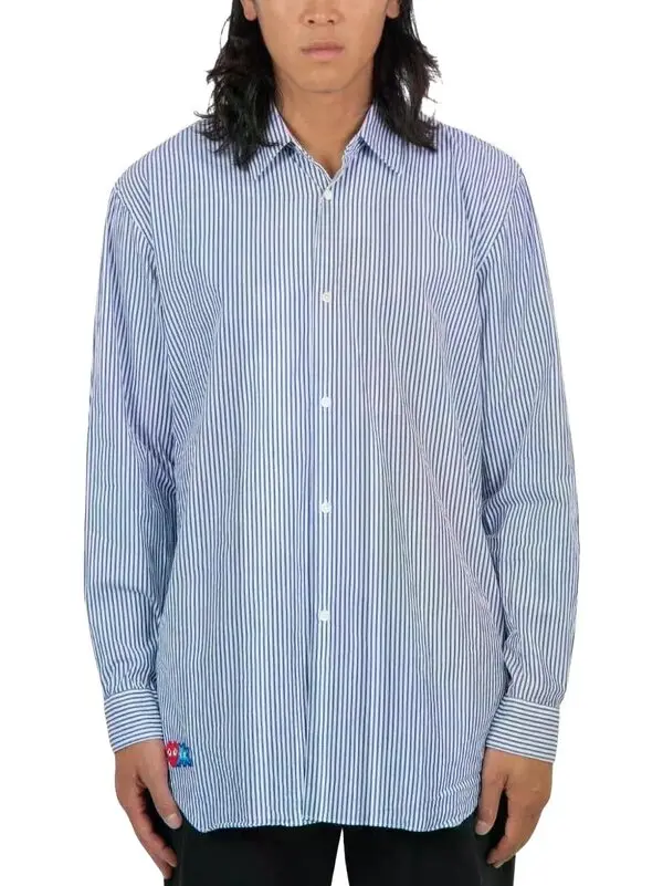 Comme Des Garçons Logo Striped Shirt - Blue