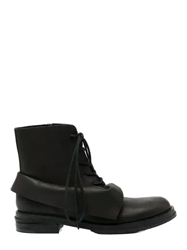 Yohji Yamamoto Draped Leather Boots - Black