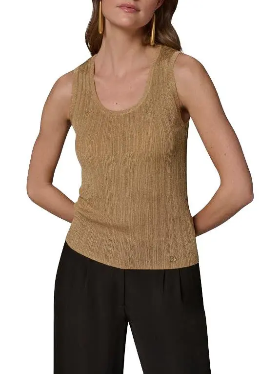 Donna Karan New York Metallic Scoop Neck Shell - Gold