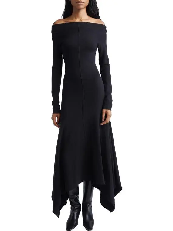 Proenza Schouler Romi Off-the-shoulder Long-sleeve Dress - Black