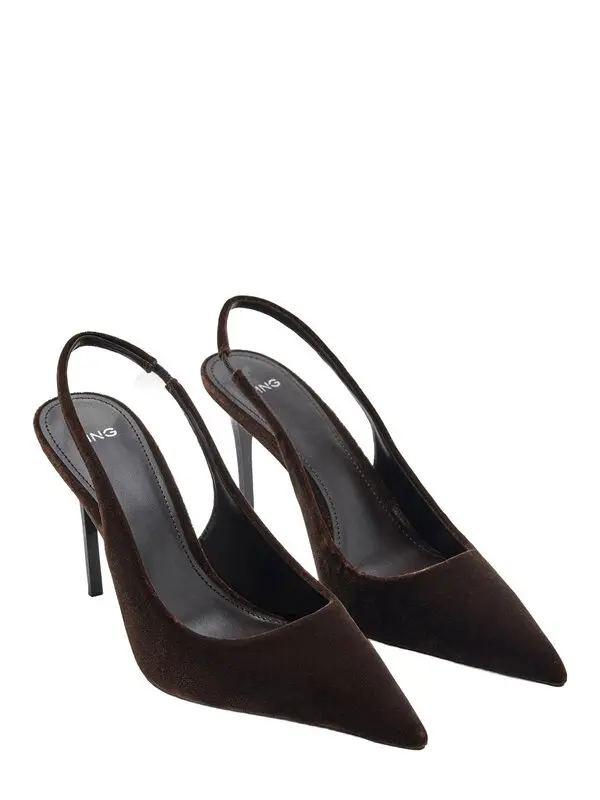 Mango Pointed Toe Slingback Pumps - Chocolate