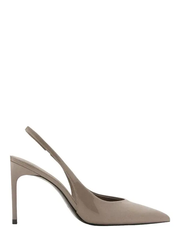Mango Pointed Toe Slingback Pumps - Light Heather Grey
