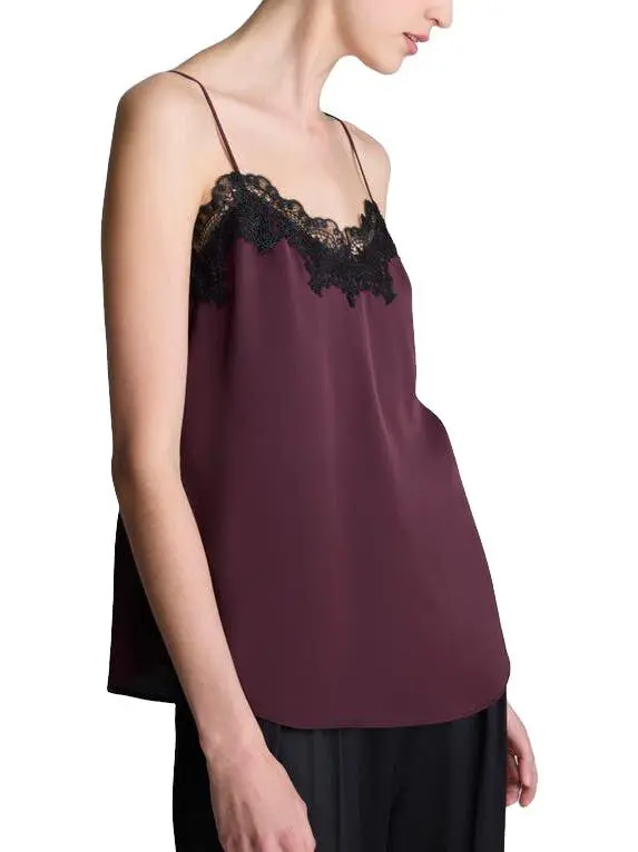 KENNETH COLE Lace Trim Matte Satin Camisole - Sugar Beet