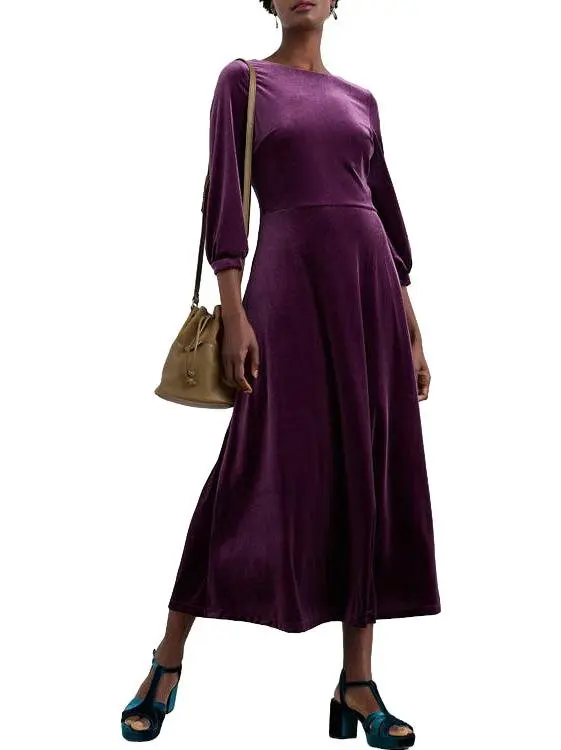 SEASALT CORNWALL Oak Cottage Velvet Midi Dress - Amethyst
