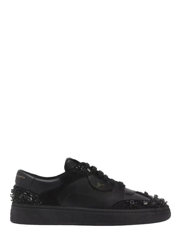 GIUSEPPE ZANOTTI Suede Bead Embellished Sneakers - Black