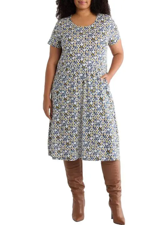 SEASALT CORNWALL Abstract Print Organic Cotton T-shirt Dress - Potters Marks Squall