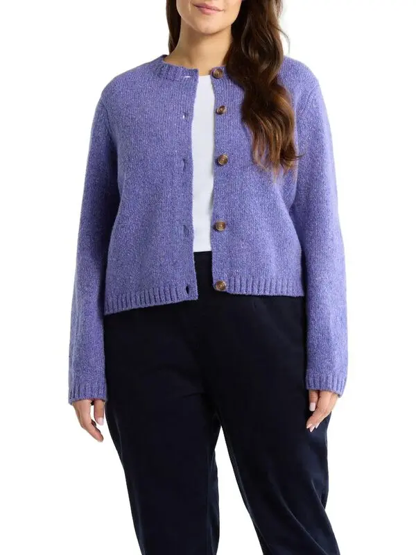 SEASALT CORNWALL Dawson Pick Merino Wool Blend Cardigan - Bilberry