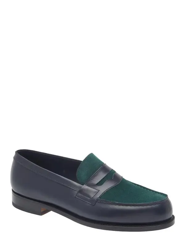 J.M. WESTON 180 Colorblock Penny Loafer - Blue/dark Green