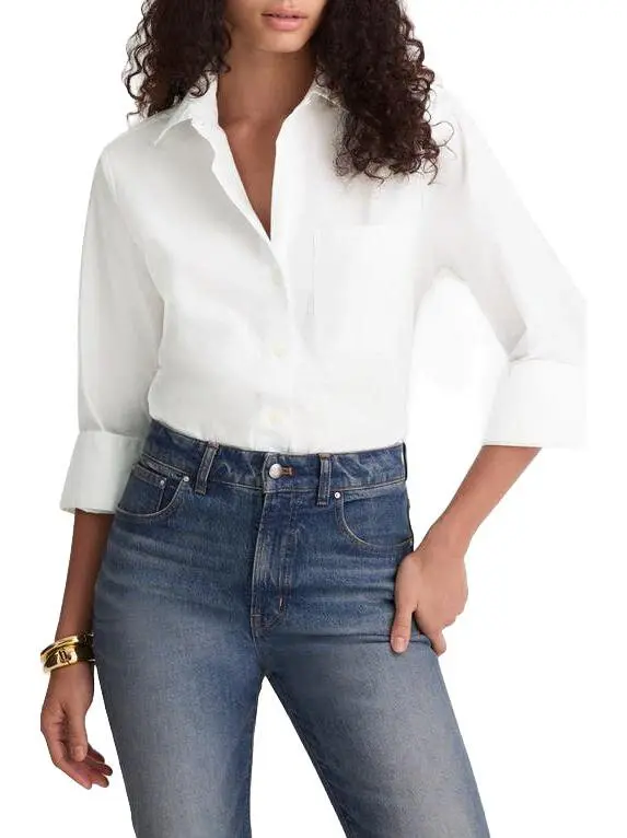 Madewell Easy Y-neck Poplin Button-up Shirt - White