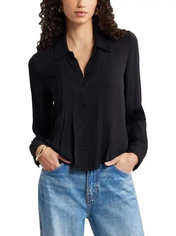 Nordstrom Tux Pleated Button-up Shirt - Black