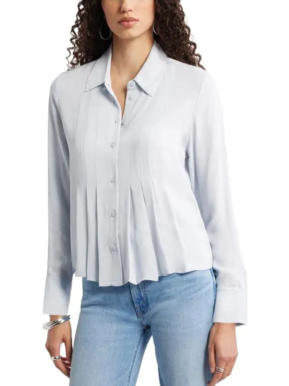 Nordstrom Tux Pleated Button-up Shirt - Blue Dawn