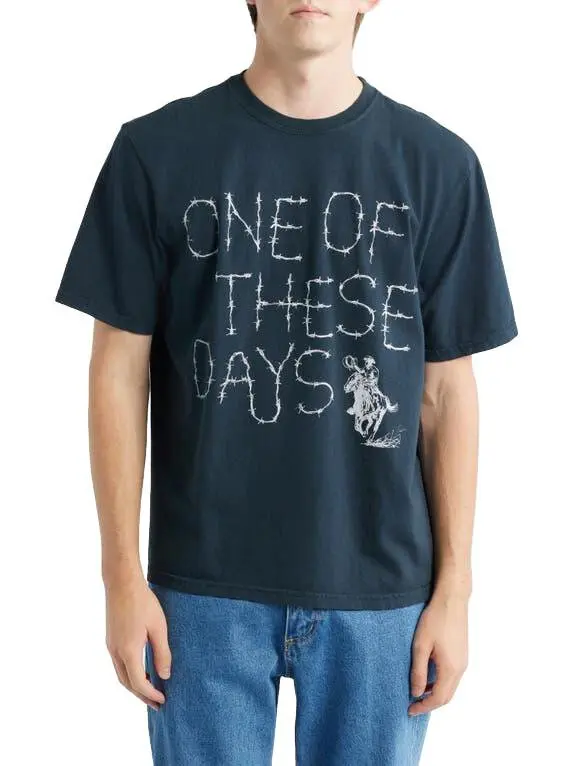 ONE OF THESE DAYS Barbed Graphic T-shirt - Hard Washed Black