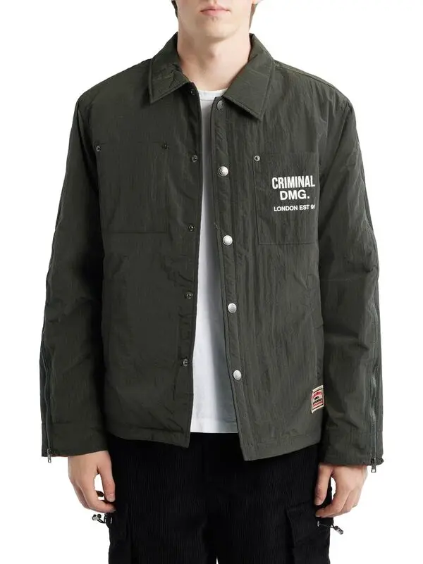 CRIMINAL DAMAGE Padded Nylon Shirt - Khaki