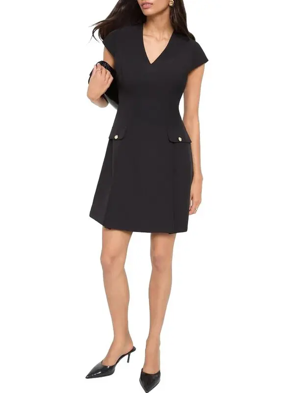 FRIENDS LIKE THESE Cap-sleeve Mini Shift Dress - Black