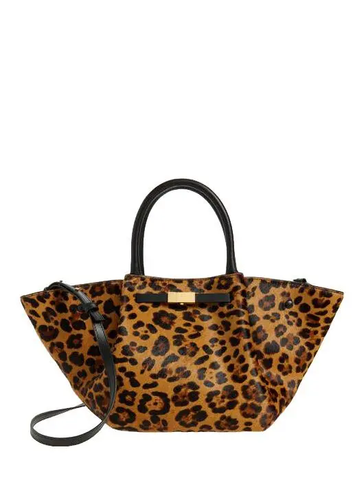 DEMELLIER Midi New York Leopard Print Tote - Leopard Effect Black
