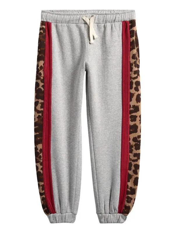 Vintage Havana Leopard Stripe Cotton Joggers - Classic Grey