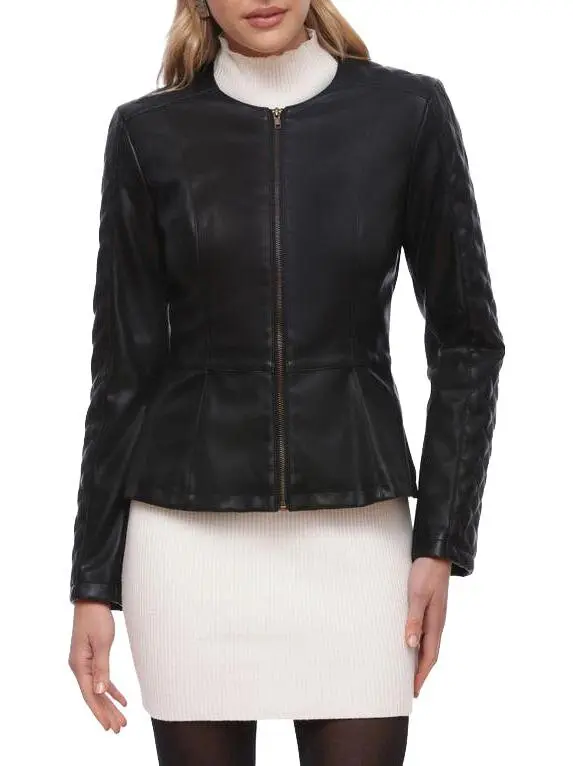 Bagatelle Faux Leather Zip-up Jacket - Black