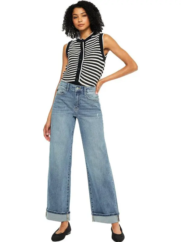 KANCAN High-rise Wide Leg Jeans - Medium Wash