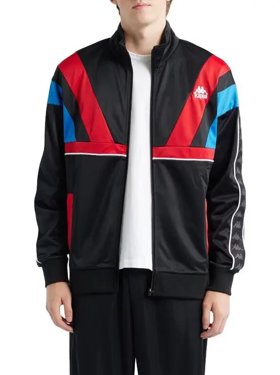 Kappa 222 Banda Orlando Colorblock Tricot Track Jacket - Black - Red Racing - Blue Sea