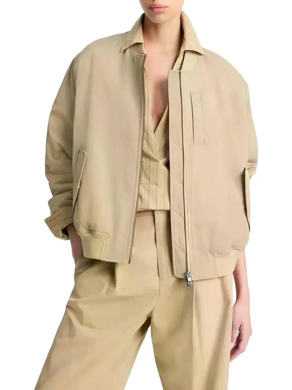 Vince Long Sleeve Bomber Jacket - Neutrals
