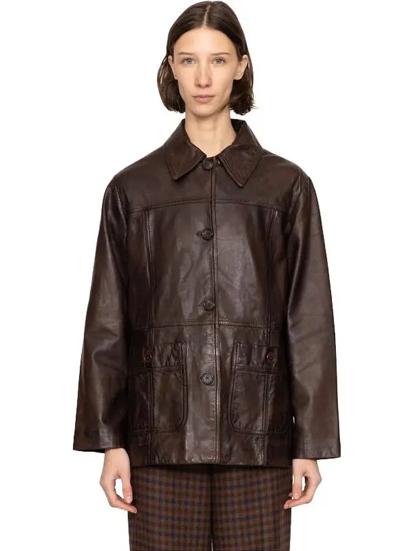 Sea Lenoir Leather Jacket - Brown