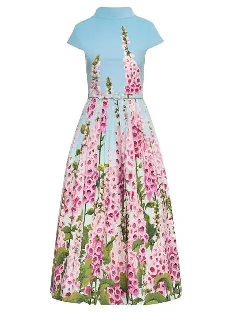 Oscar De La Renta Degradé Foxglove Cotton Poplin Midi Dress - Floral