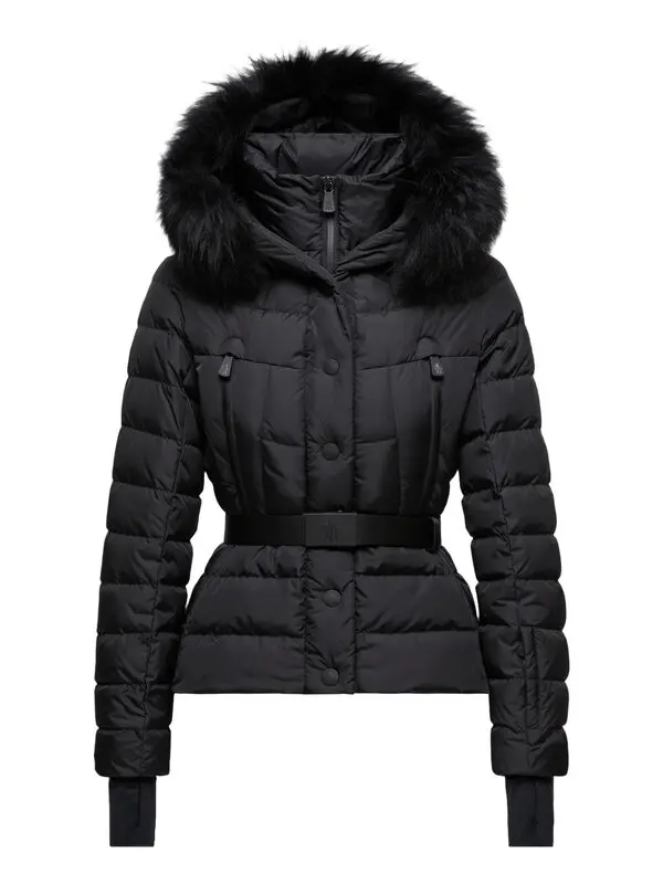Moncler Beverley Hooded Shearling-trimmed Ski Jacket - Black