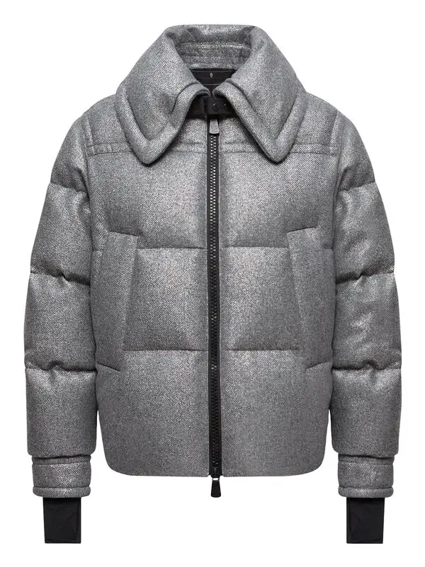 Moncler Sandane Metallic Wool-blend Down Jacket - Grey