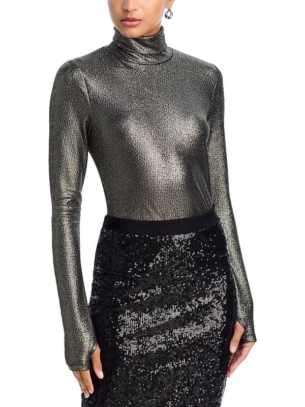 Essentiel Antwerp Long Sleeve Turtleneck Top - Silver Lining