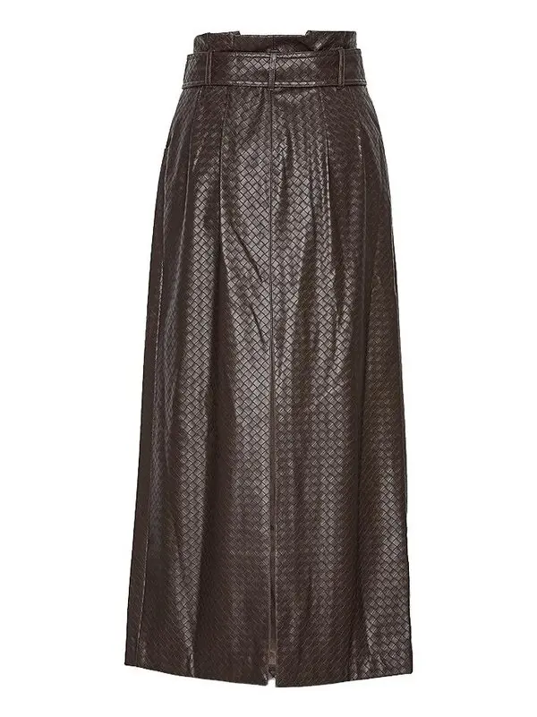 ROTATE BY BIRGER CHRISTENSEN Paperbag Waist Midi Skirt - Coffee