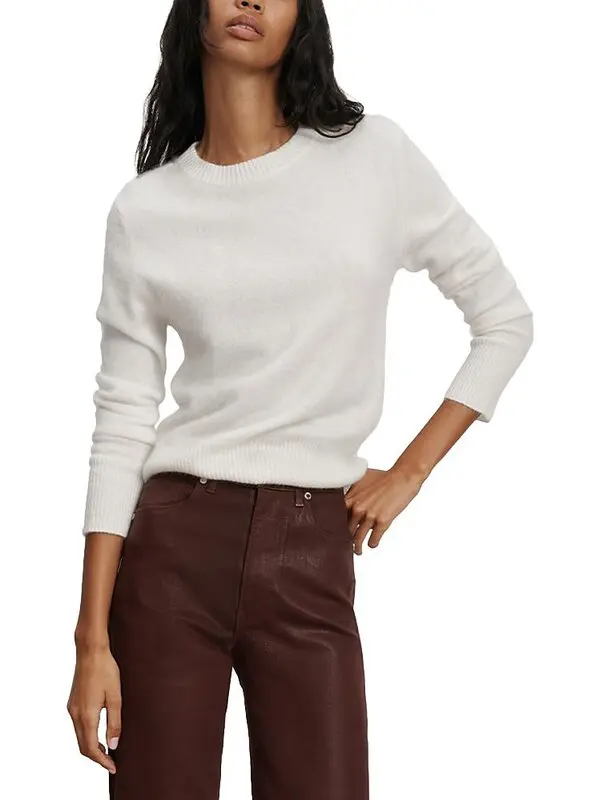 Veronica Beard Pippen Brushed Cashmere Long Sleeve Sweater - Ivory