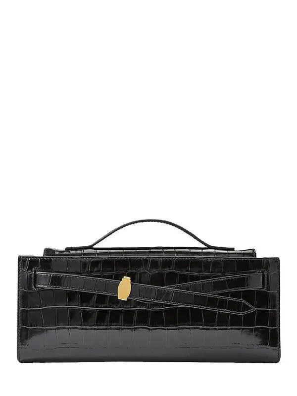 Veronica Beard Dash Croc-embossed Clutch - Black Croc Embossed Leather