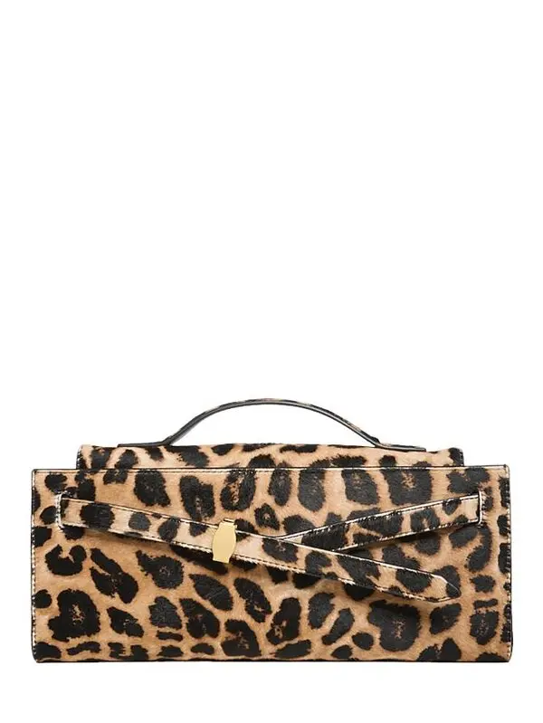 Veronica Beard Leopard Print Calf Hair Clutch - Dark Acorn