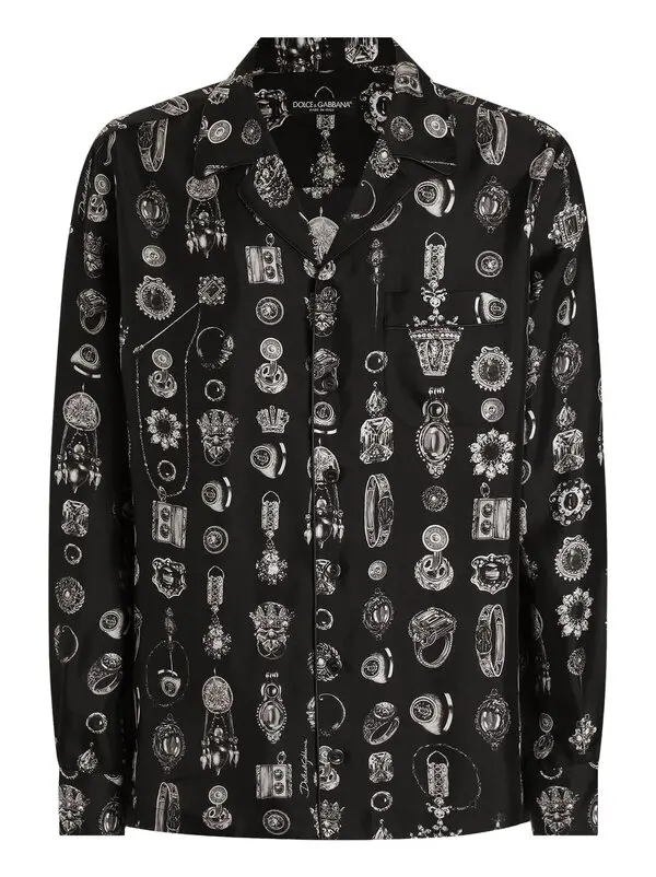 Dolce & Gabbana Jewel- Silk Twill Vanity Shirt - Print