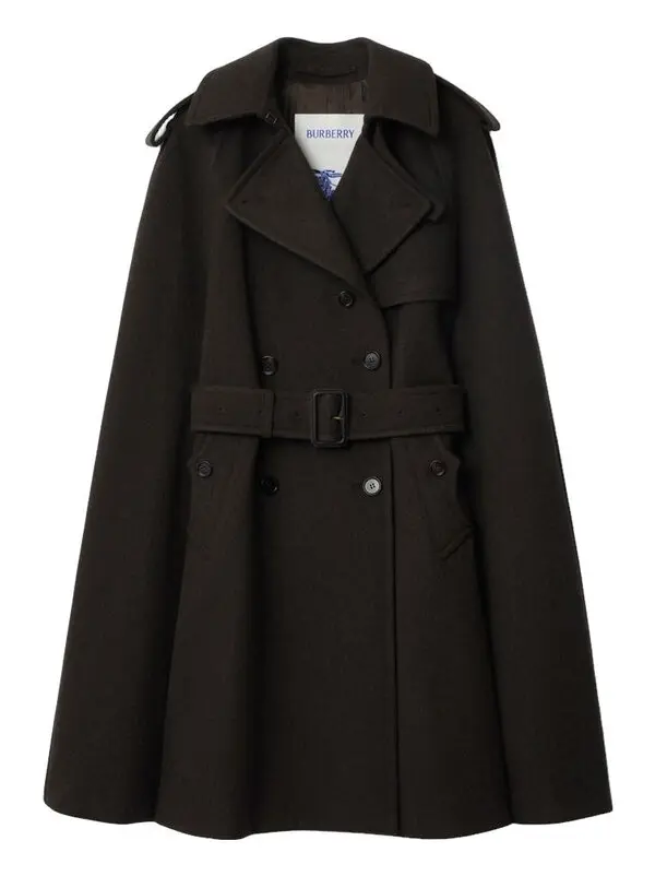 Burberry Cashmere Belmont Trench Cape - Cog Brown Melange