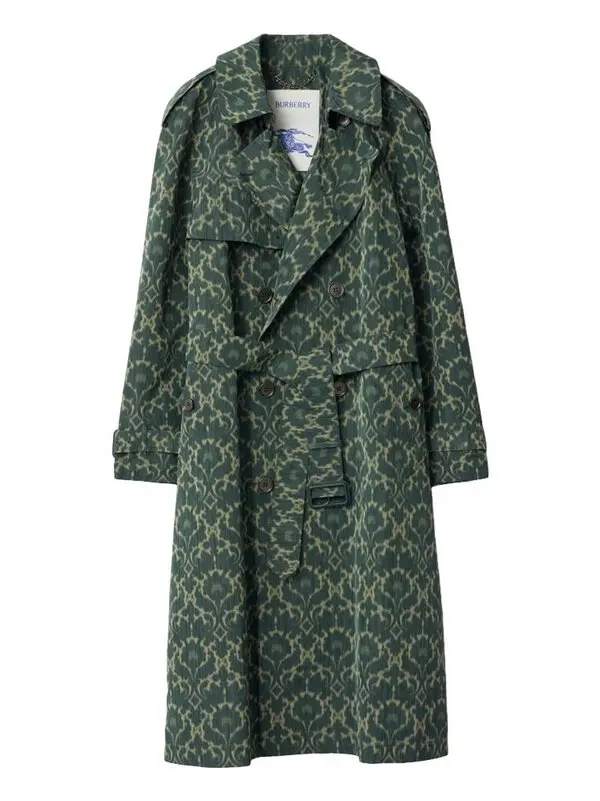 Burberry Long Baroque Viscose Blend Trench Coat - Vine Green