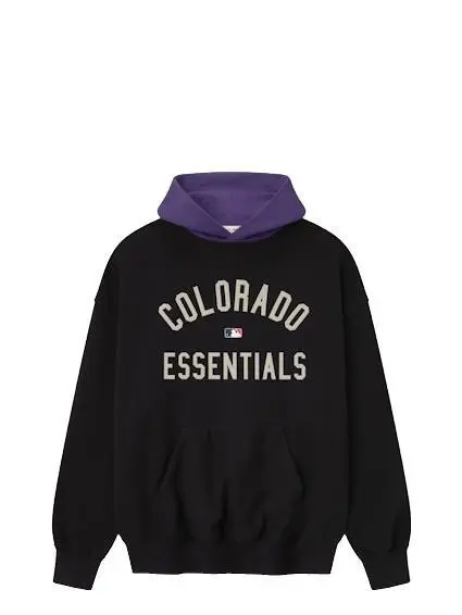 Fear Of God Essentials Rockies Sport Hoodie - Vintage Black/purple Reign