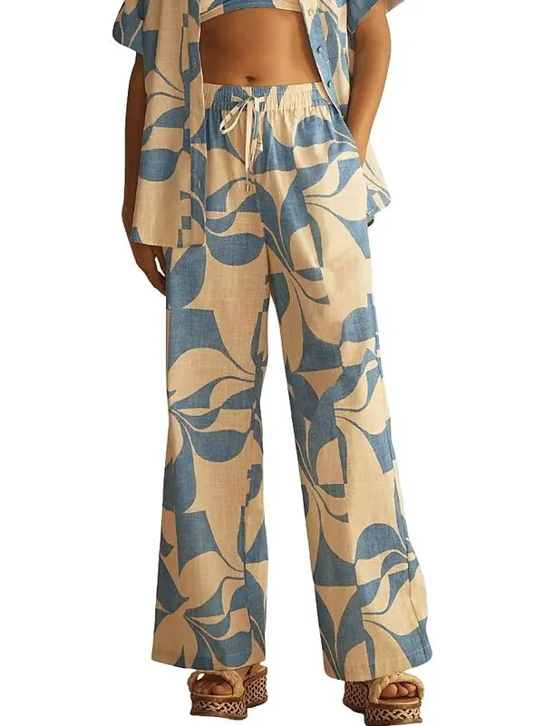 AUR OCEA Ipanema Straight Leg Pant - Blue And White