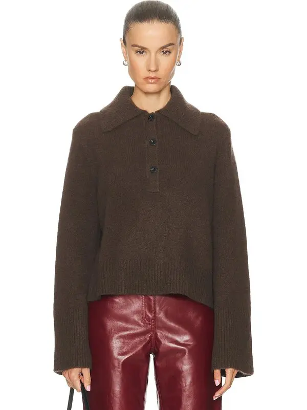 Jenni Kayne Cashmere Stevie Polo Sweater - Chocolate