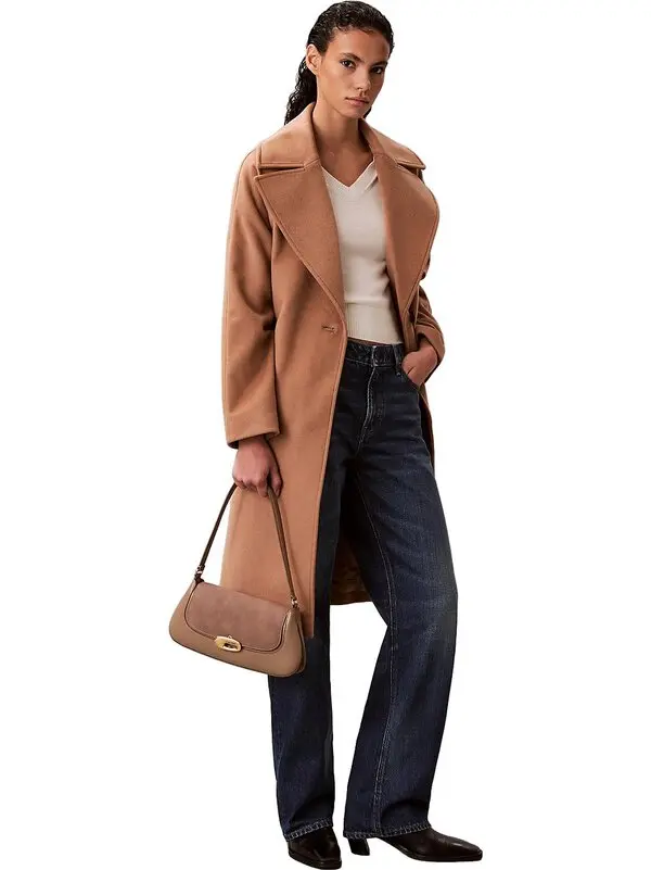 Calvin Klein Wool-blend Belted Wrap Coat - Amphora