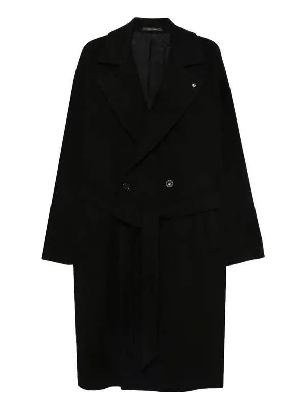 Tagliatore Wool Double-breasted Belted Coat - Black