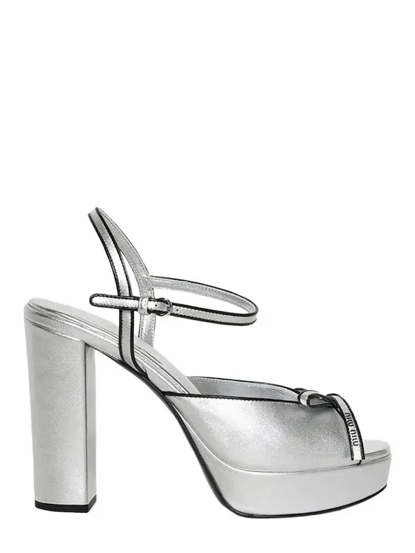 Miu Miu 110mm Mordoré Leather Sandals - Silver