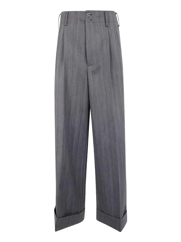 IBRIGU Pinstripe Cuffed Trousers - Grey