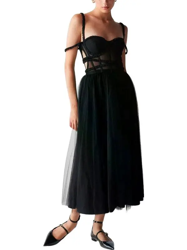 19:13 DRESSCODE Tulle Panelled Dress - Black