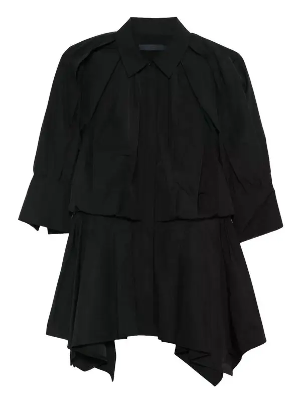 JUUN.J Gathered Layered Blouse - Black