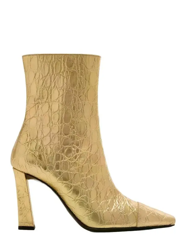 GIUSEPPE ZANOTTI 90mm Janiee Crocodile-print Boots - Gold