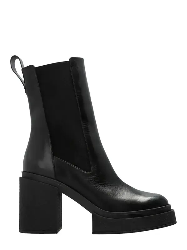 NODALETO 100mm Platform Leather Boots - Black