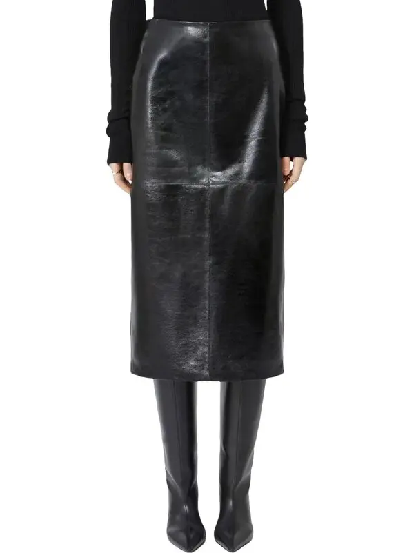 Max Mara Panelled Leather Skirt - Black