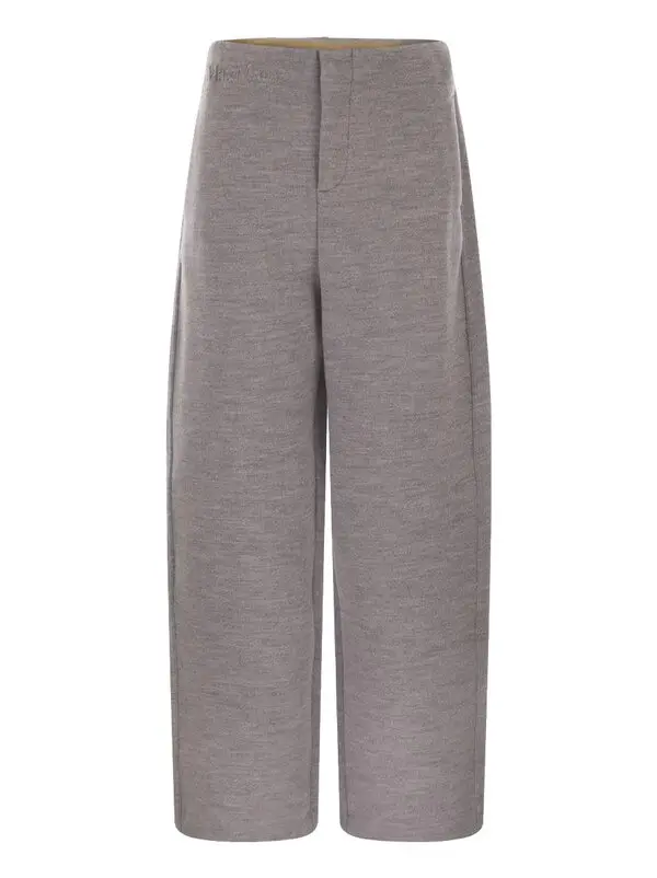 Max Mara Ebrieni Double Wool And Cotton Trousers - Grey