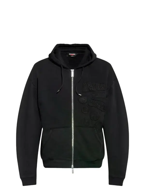 Dsquared2 Appliqué Zip Hoodie - Black